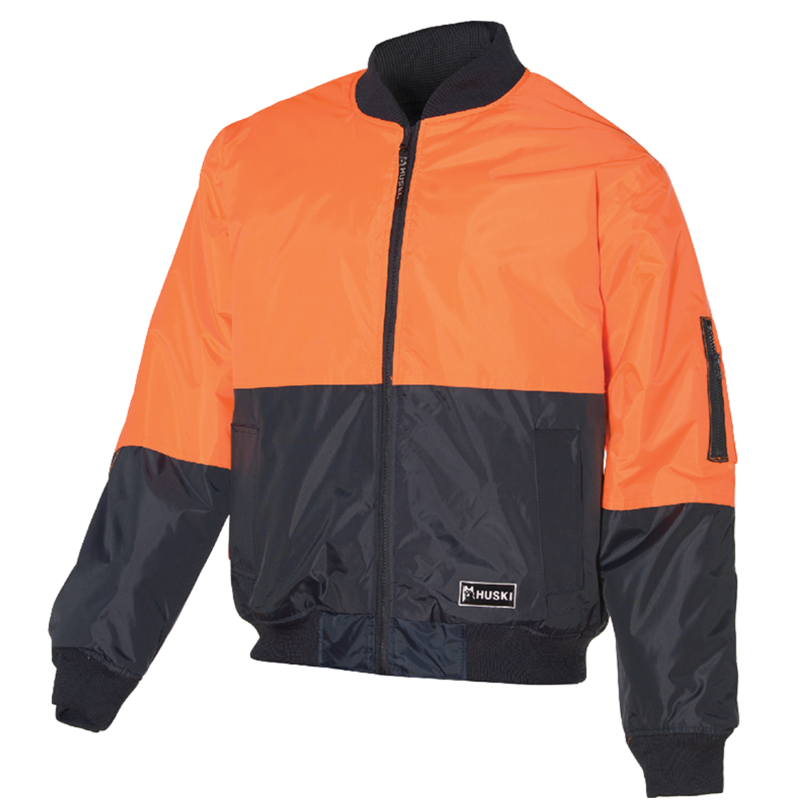 HUSKI 3M Flyer Fully Waterproof Bomber Jacket Hi Vis Work Quilted Lini